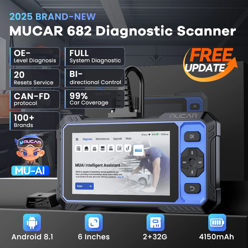 MUCAR 682 AI-Assisted CAN FD Bidirectional ECU Coding Scanner ...