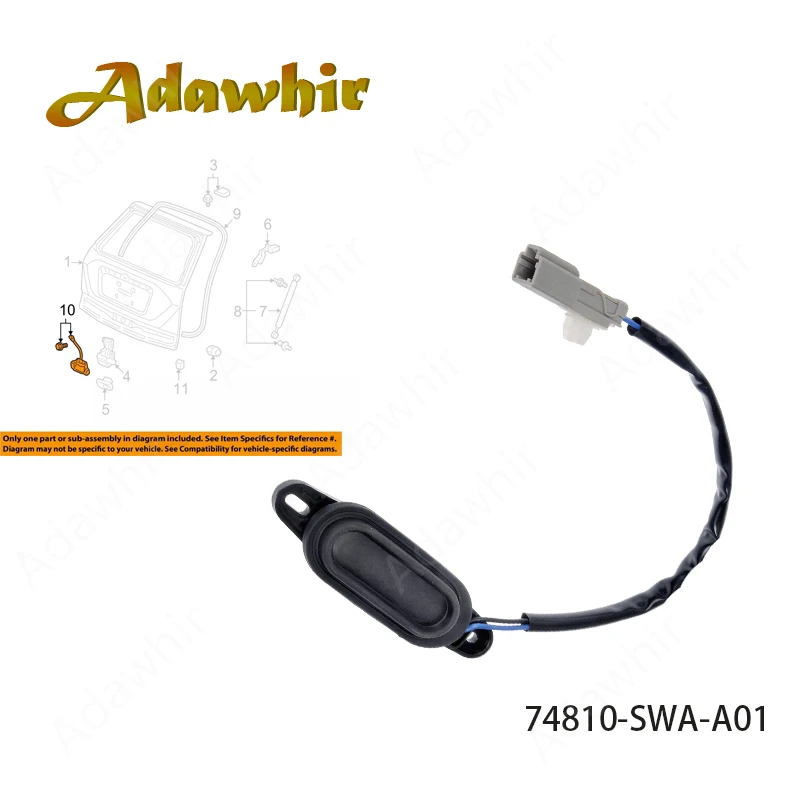 New Rear Trunk Tailgate Handle Switch 74810-SWA-A01 74810SWAA01 for ...