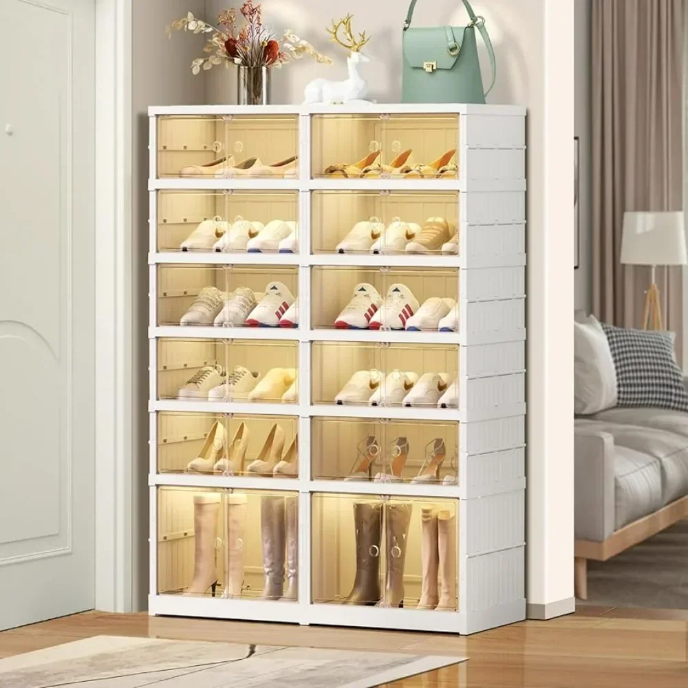 6-Tier-Foldable-Shoe-Rack-Organizer-Closet-12-24Pairs-Plastic ...