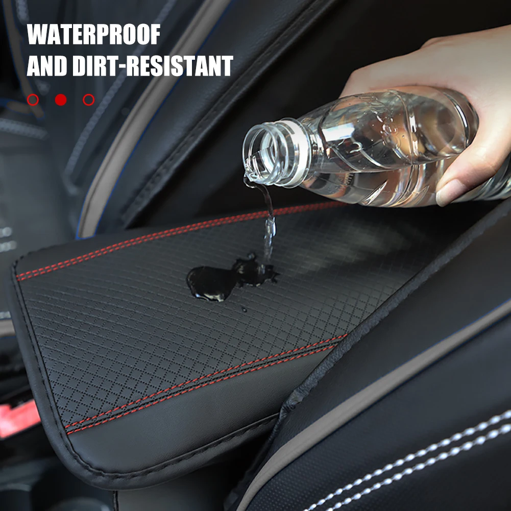 Pu Leather Car Armrest Mat Center Console Protection Cushion Auto ...