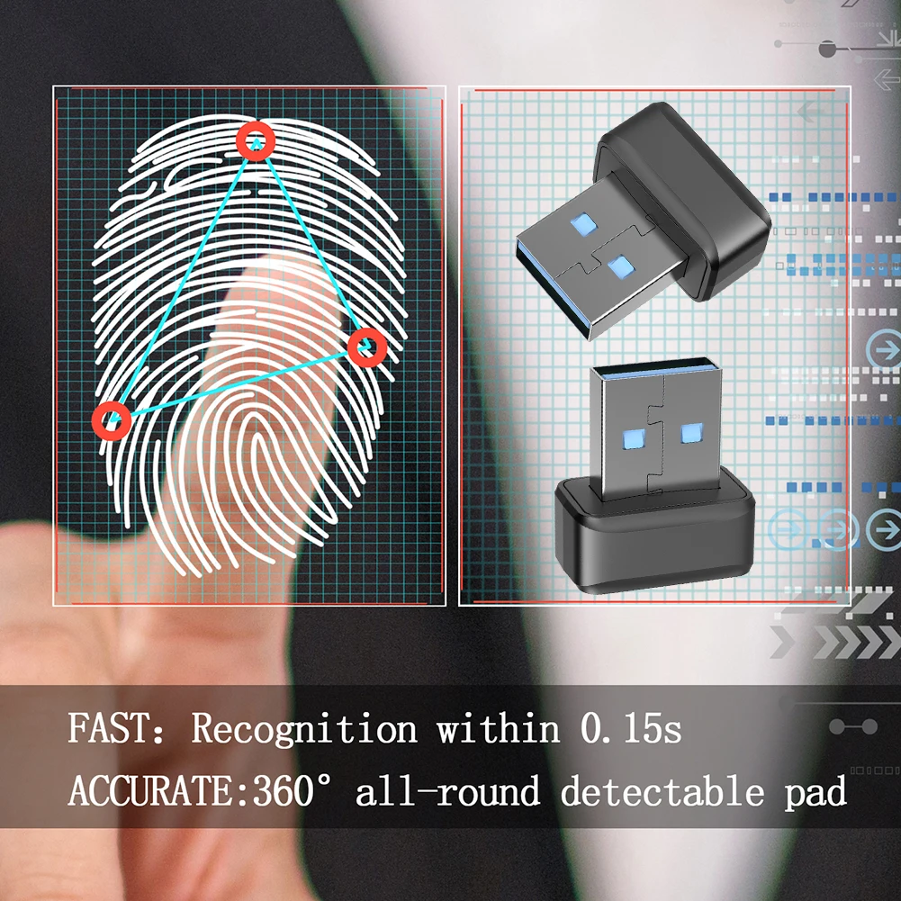 Usb Fingerprint Scanner USB Fingerprint Reader For - 360° Recognition In 0.05 Seconds Windows Hello
