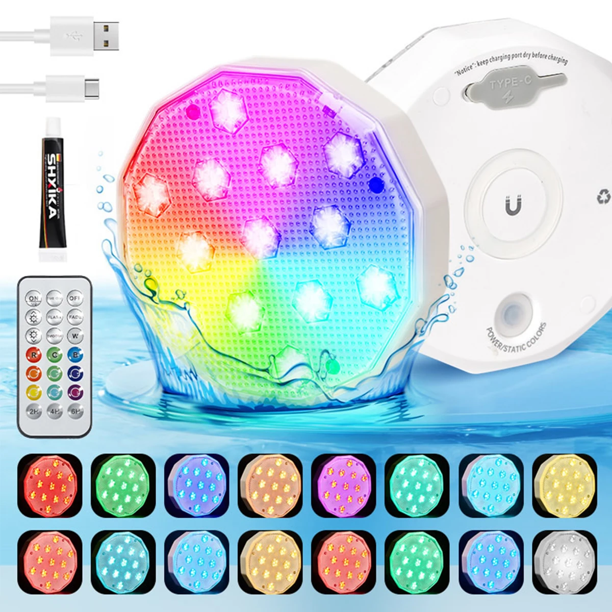 Pool-Lights-Rechargeable-Submersible-LED-Lights-IP68-Waterproof ...