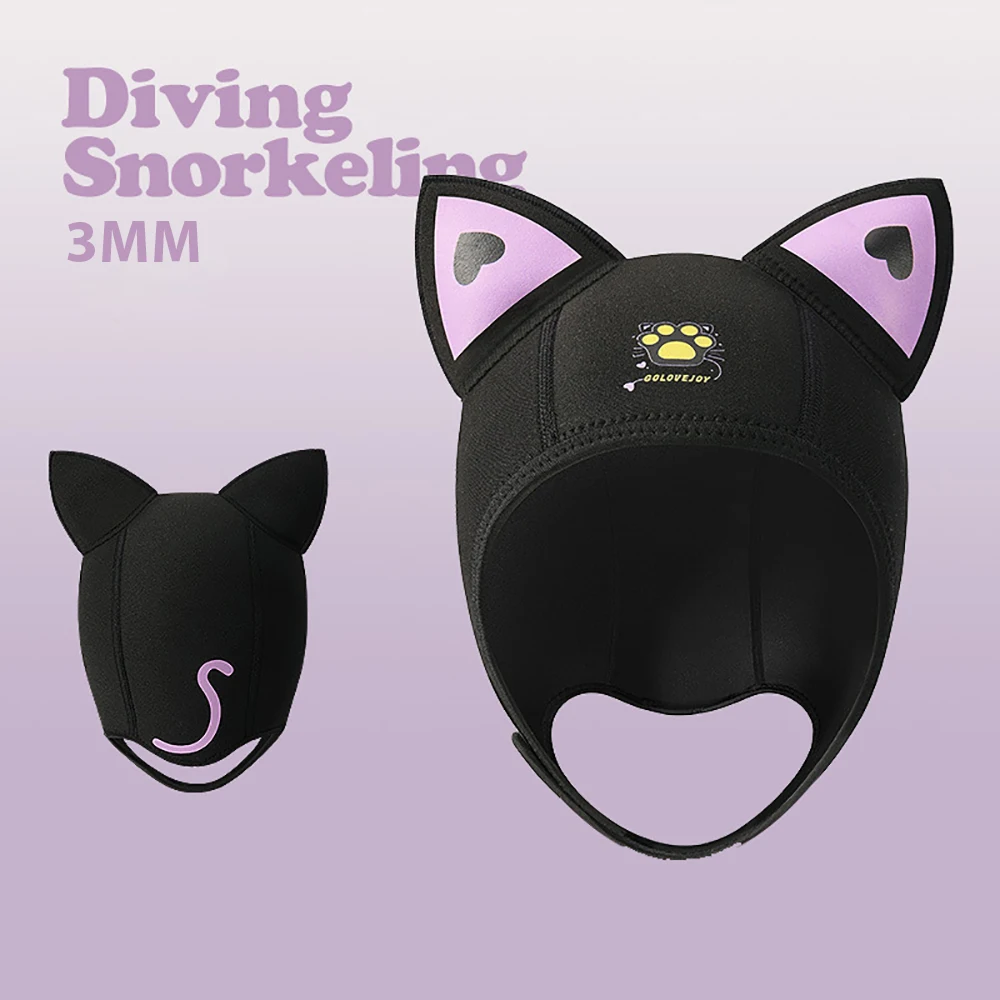 3MM-Women-Cat-Ears-Diving-Hood-Neoprene-Diving-Hood-Waterproof-Hat ...