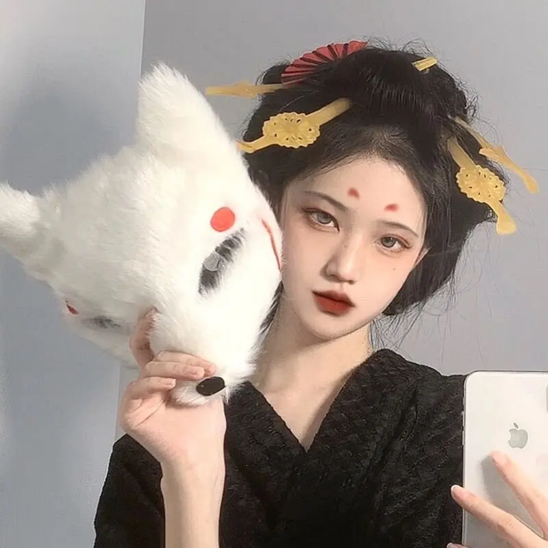 Halloween-Plush-Fox-Mask-Hand-Drawn-Japanese-Style-Creative-Cosplay ...