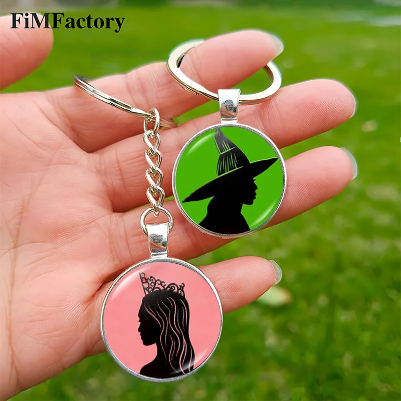 Wicked Movie Keychain Gift GLinda Figures Glass Poster Handmade Pendant ...