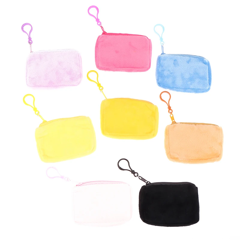 Solid-Plush-Coin-Purse-Women-s-Cute-Wallet-ID-Card-Bag-Keychain ...