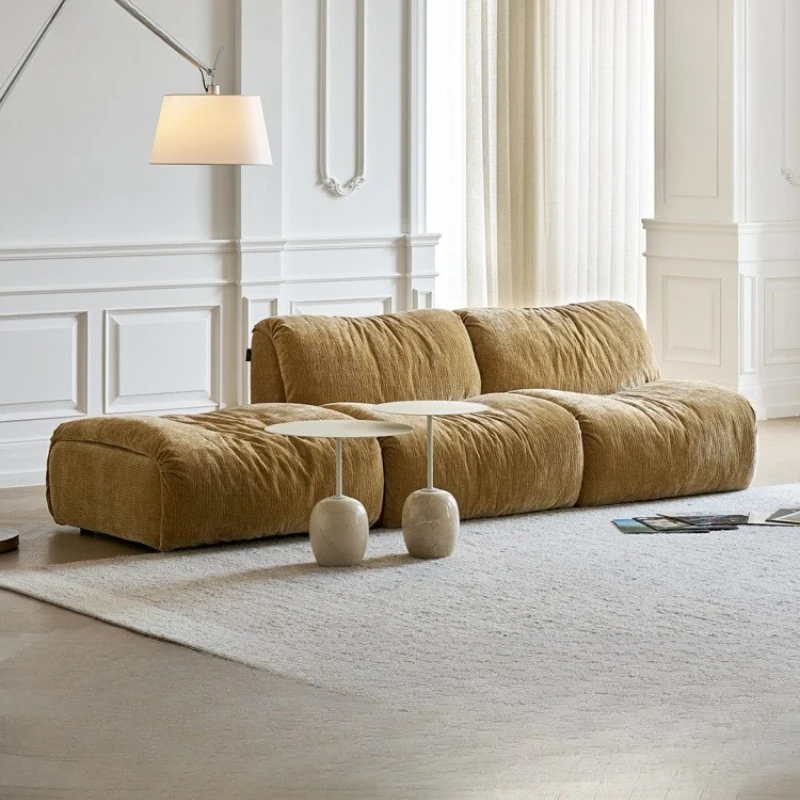 Fabric Living Room Sofa Yellow Modular Designer Soft Nordic Chaise ...