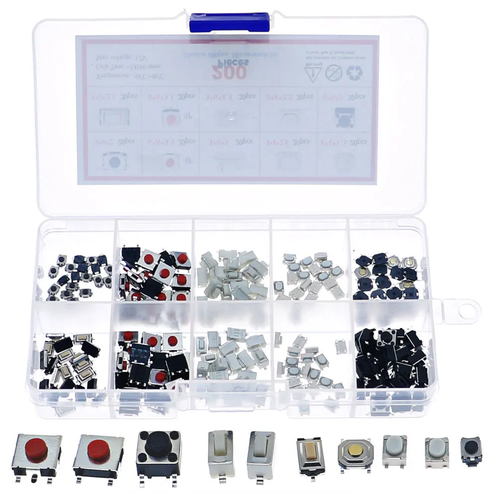 200Pcs 10 Value Tactile Push Button Switch Car Remote Control Keys ...