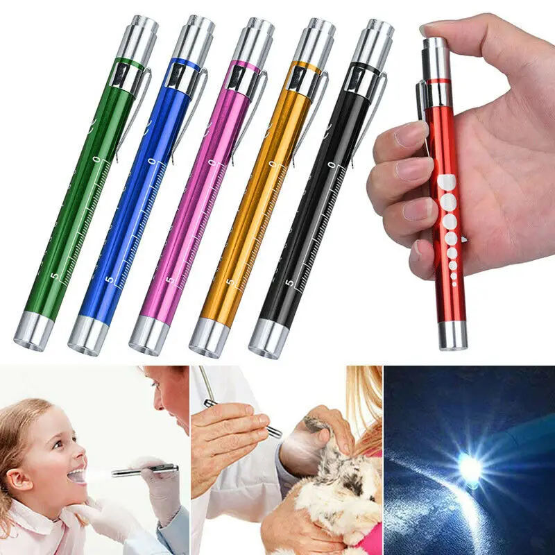 Portable-LED-Flashlight-Work-Pen-Lights-With-Pupil-Gauge-Measurements ...