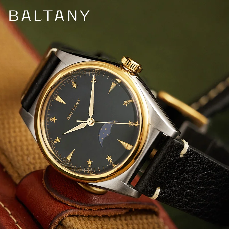 Baltany Moonphase Dress Watch IPG Stainless Steel 100m Waterproof Sub ...