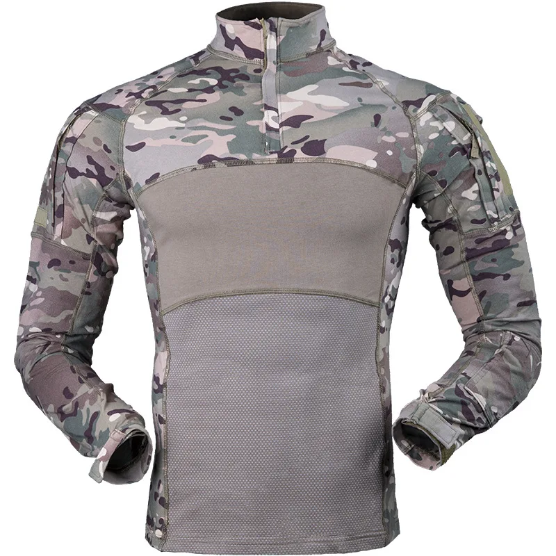 Tactical Camouflage T Shirt Men stretchy Military Uniform Camouflage T ...