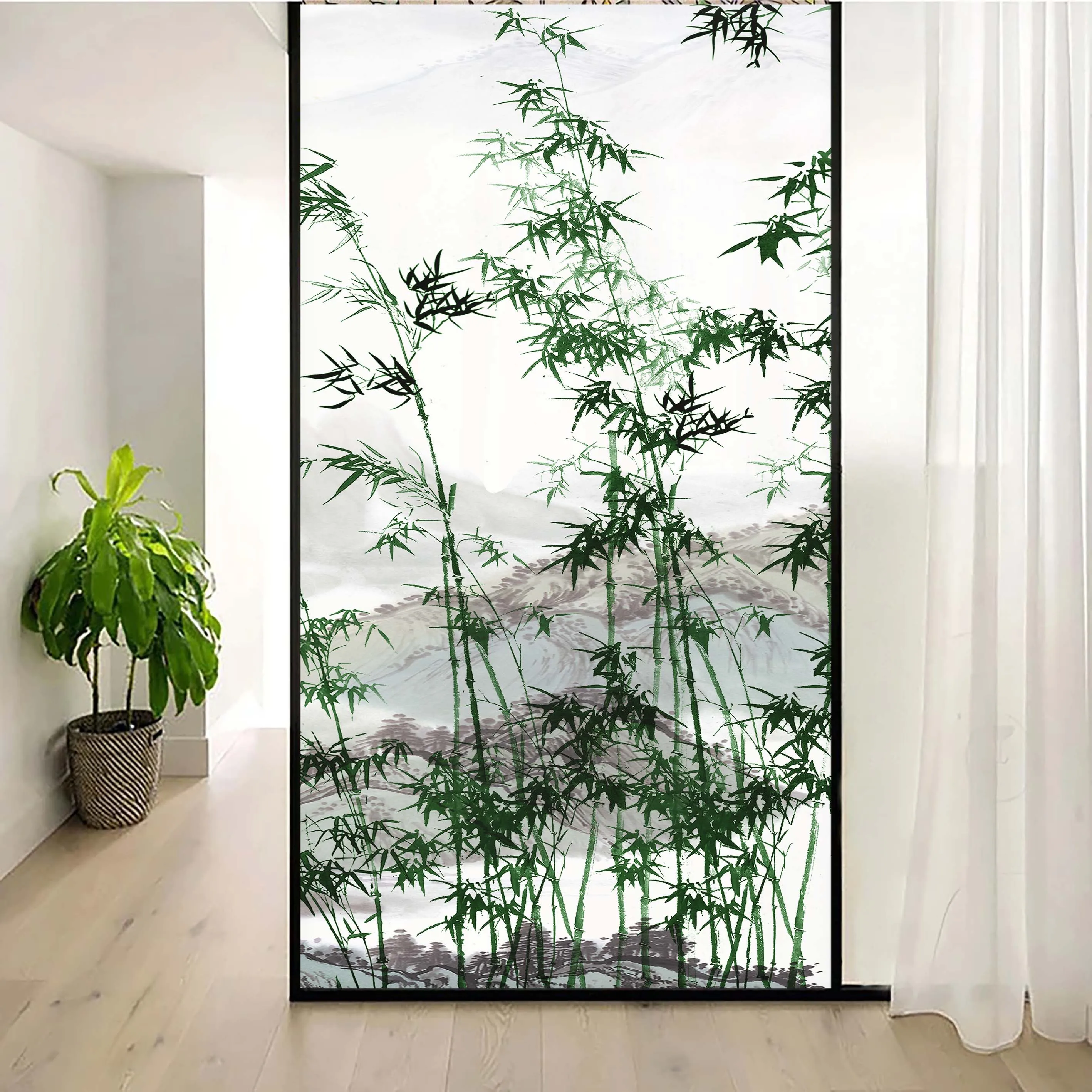 Green-Plant-Pattern-Privacy-Windows-Film-No-Glue-Static-Cling ...