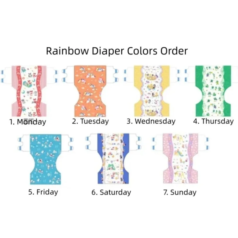 ABDL Adult Baby Diapers Briefs Rainbow Week Nappies Super Cute 6000ml ...