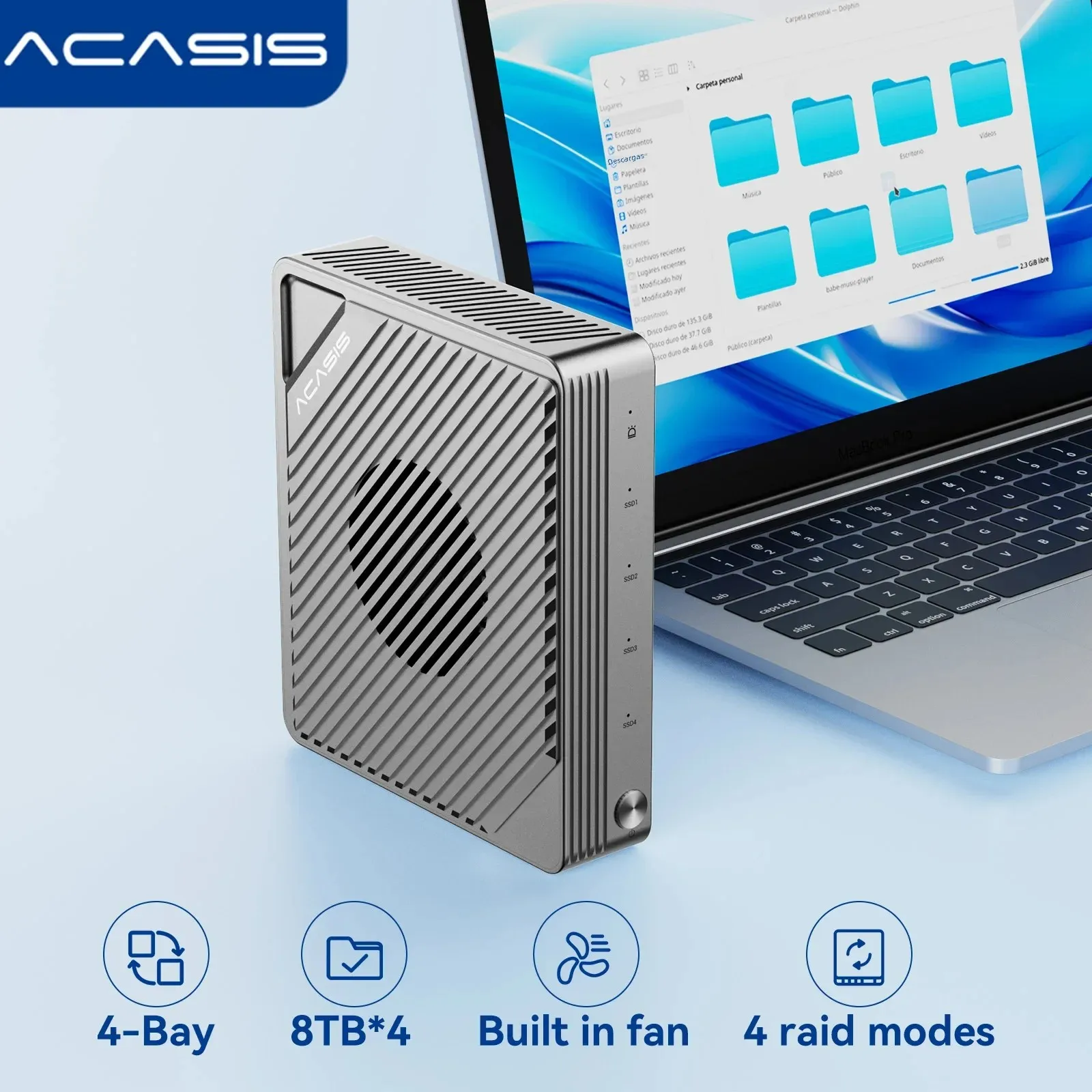 Acasis USB-C 4-Bay 40Gbps SSD Enclosure 32TB RAID 0/1/5/10 for Mac/PC ...