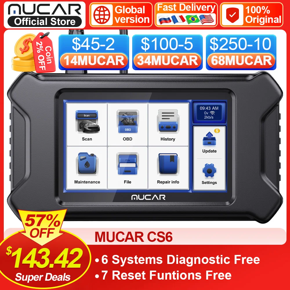 MUCAR CS6 Professional DIY Obd2 Scanner For Auto Lifetime Free All Car ...