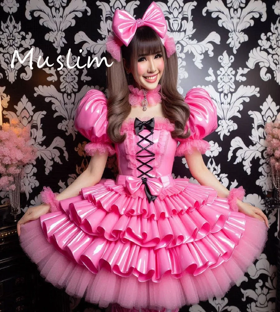 Anime Cosplay Baby Pink Prom Dress 2025 Ethereal Leather Tiered Lolita ...