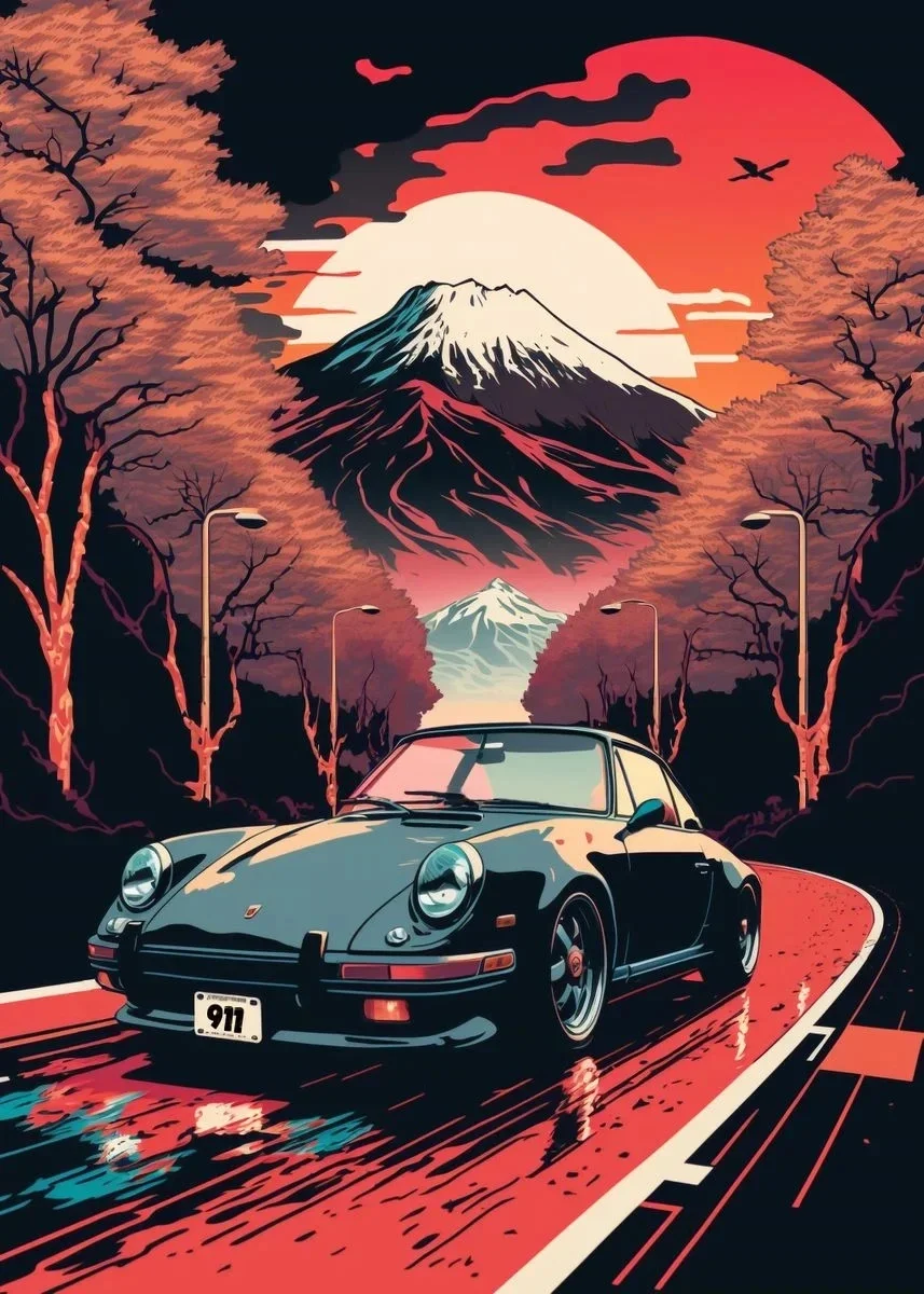 80s retro carro japonês paisagem cartaz gtr carros de luxo pintura em ...