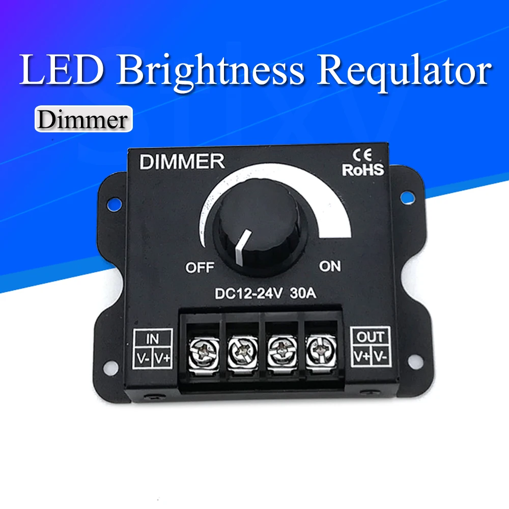 DC 12V 24V LED Dimmer Switch 30A 360W Voltage Regulator Adjustable ...