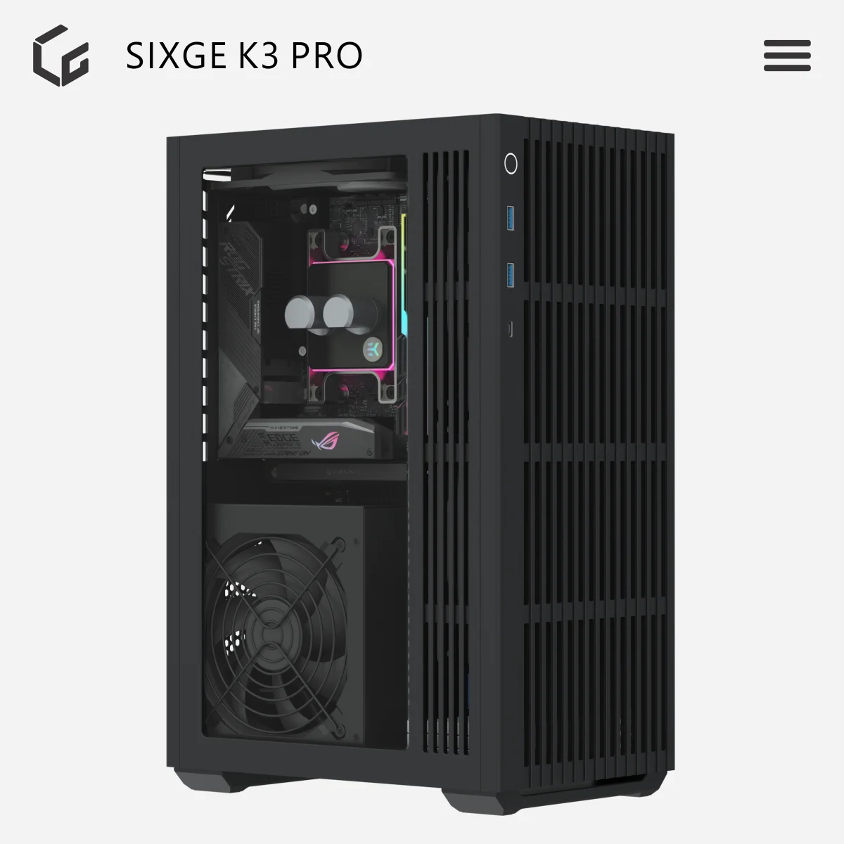 SIXGE K3PRO vertical itx case, vertical air duct, A4 water-cooled ...