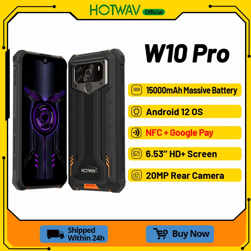 HOTWAV W10 Pro Rugged Smartphone Android 12 15000mAh 6GB RAM 64GB ROM ...