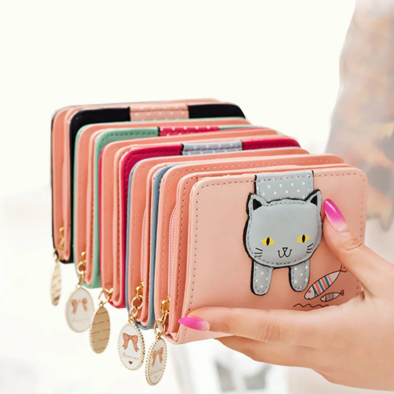 2025 New Small Business Credit Card Holder Wallet Female Cat Short Fold ...