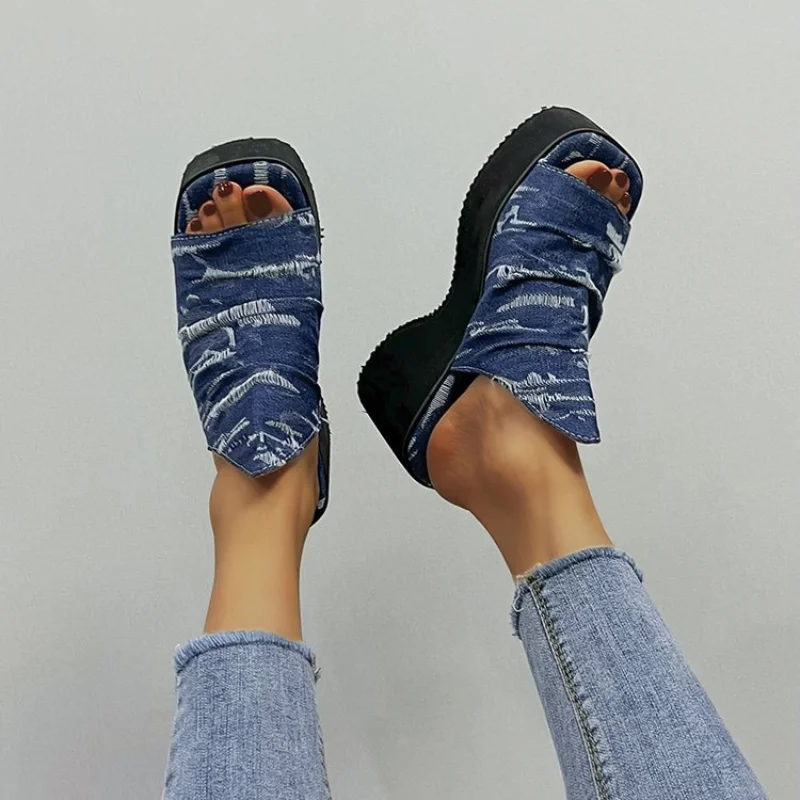 Women-Shoes-Casual-Fashion-Vacation-Daily-Wear-Summer-Newspaper-Denim ...