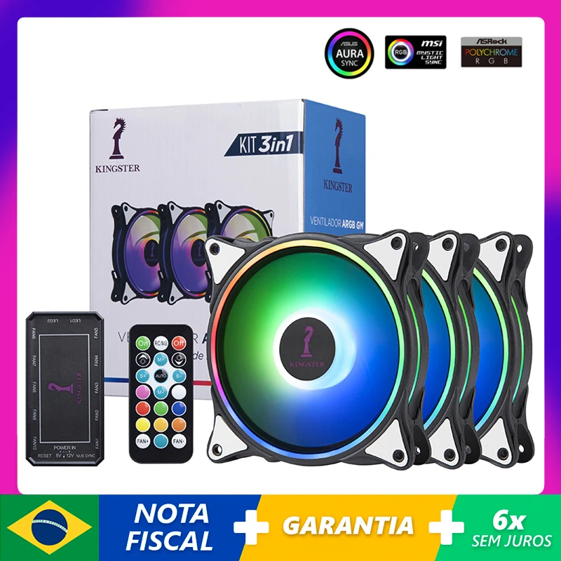 KINGSTER-120mm-kit-3-PC-Case-de-Computador-Fan-Cooler-Cooler-6PIN-ARGB ...