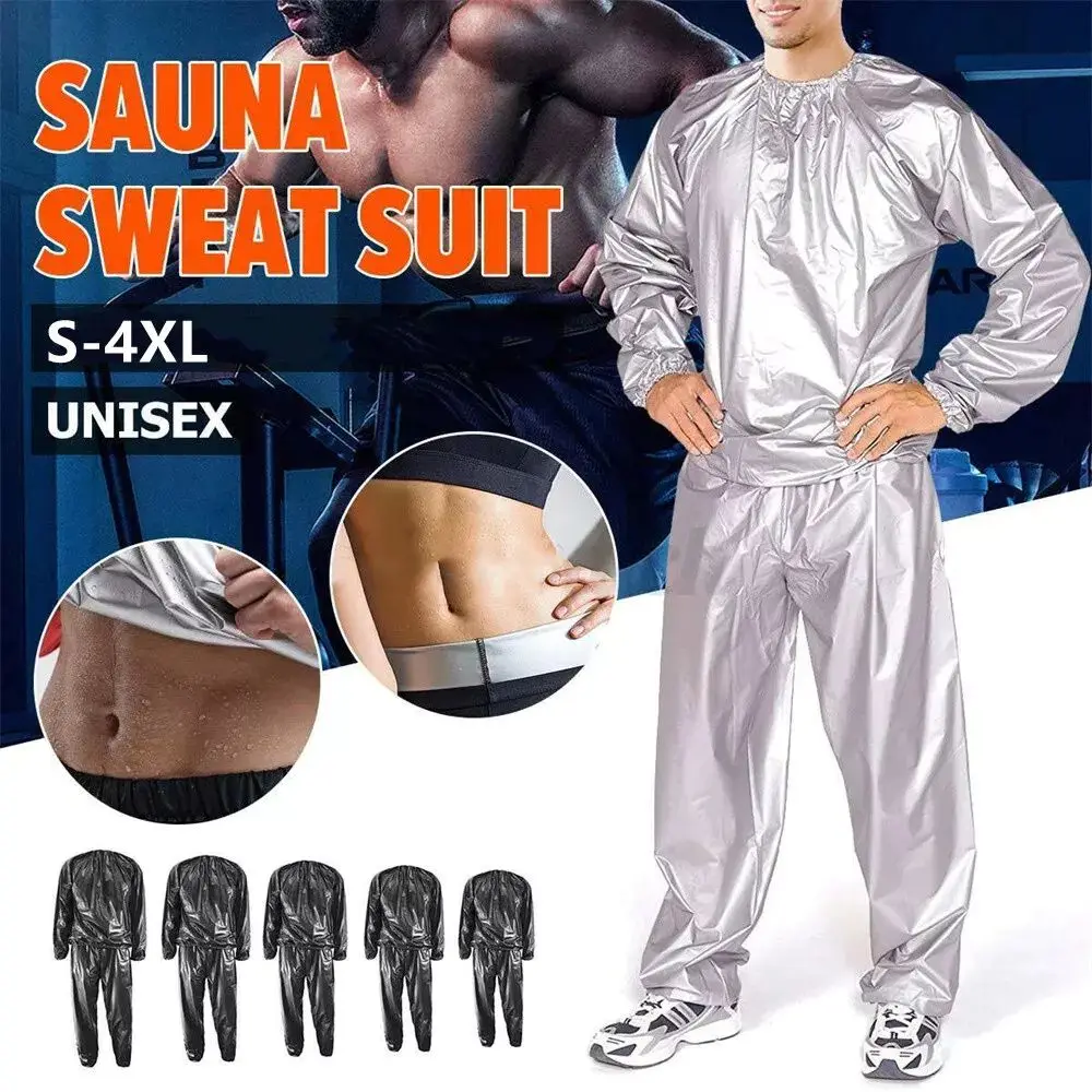 Sport Suit Men Women PVC Sauna Suit Elastic Waist Long Sleeve Summer ...