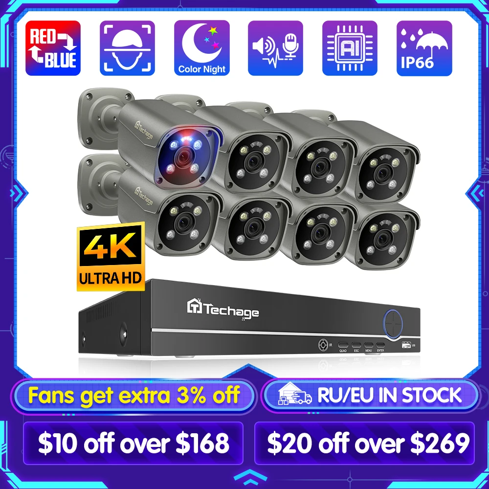 Techage-H-265-8CH-5MP-4K-POE-Camera-System-Smart-AI-Full-Color-Night ...