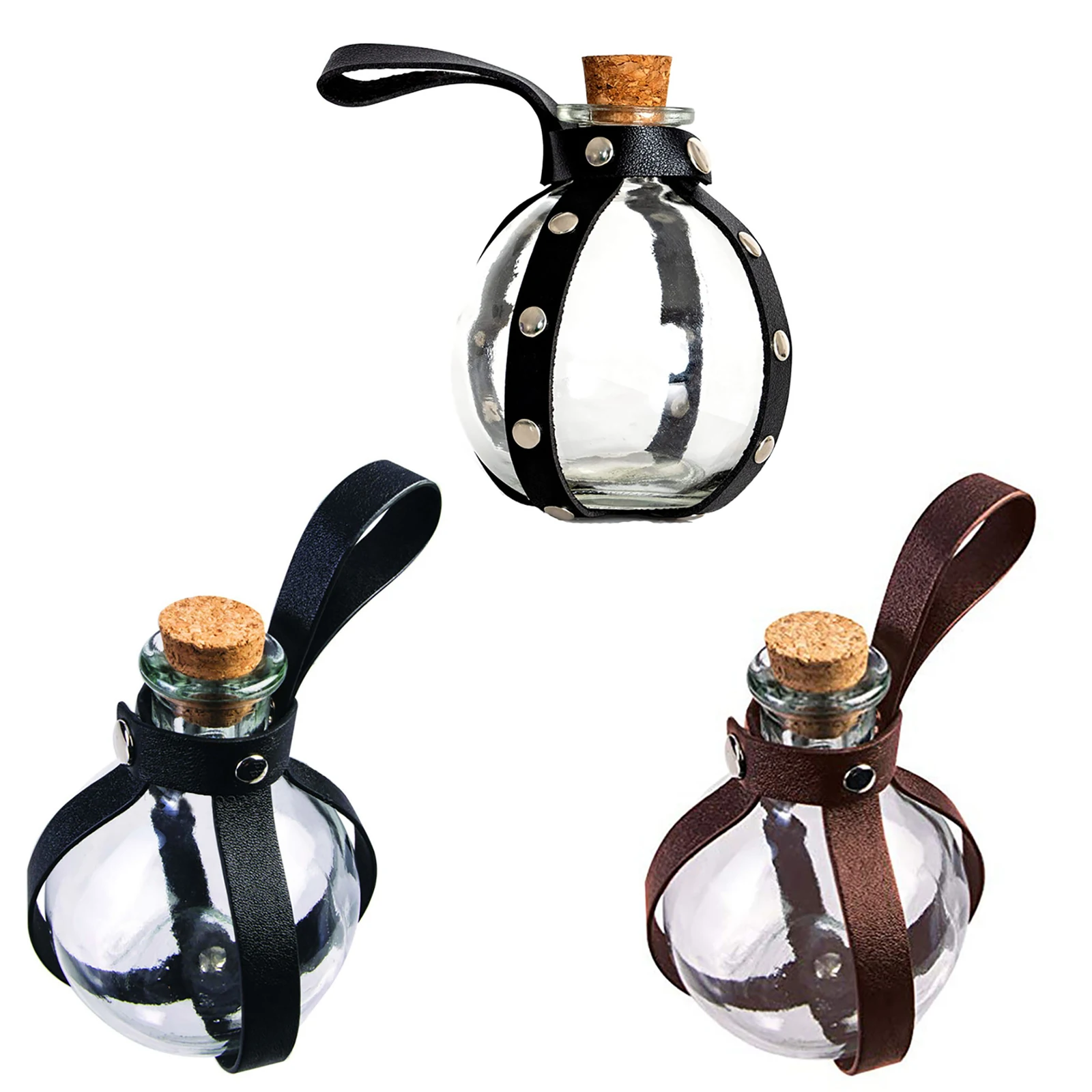 PU Leather Holsters Belts Medieval Alchemy Round Flask Potion Bottle ...