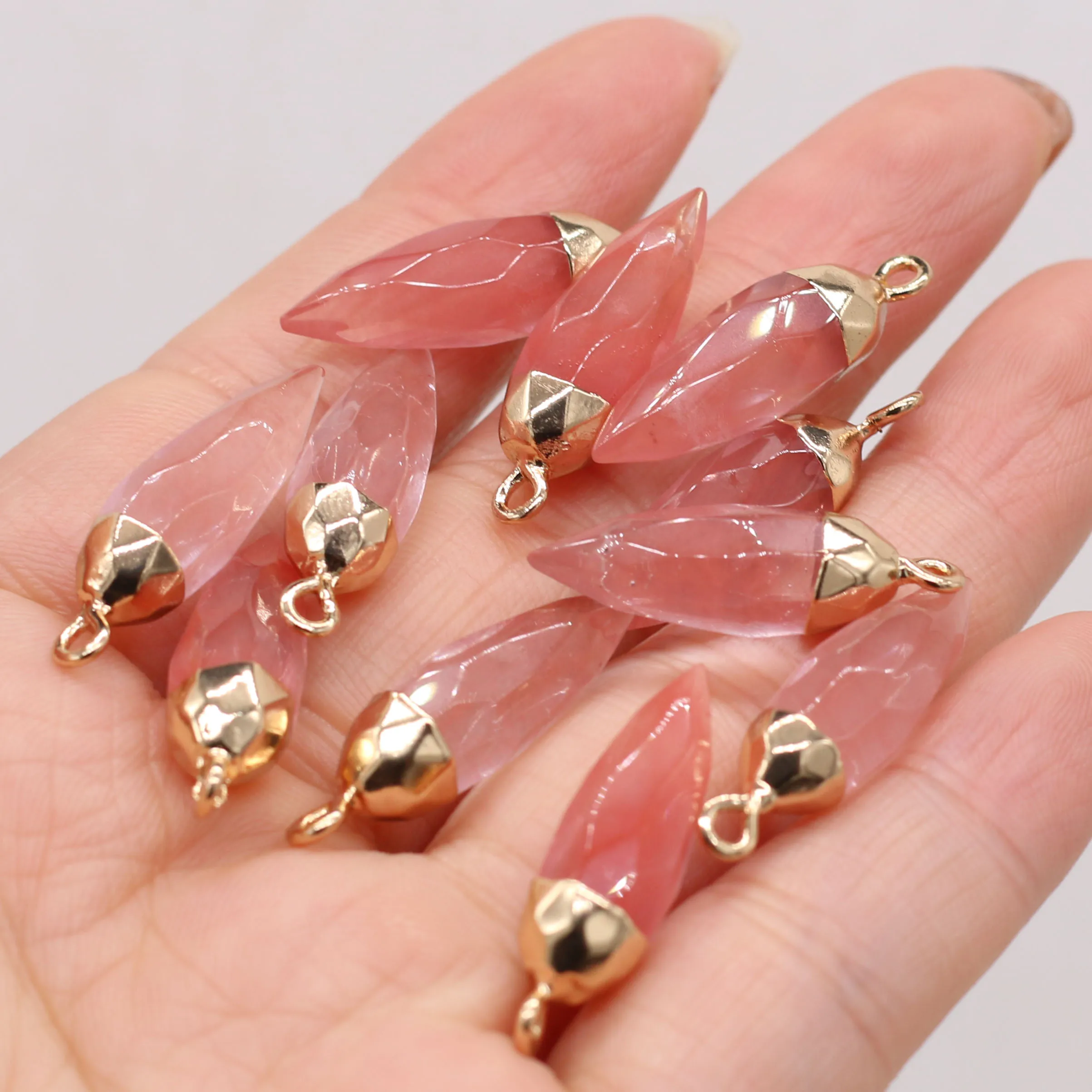 5PC Natural Stone Charms Watermelon Red Stone Pendants For Jewelry ...