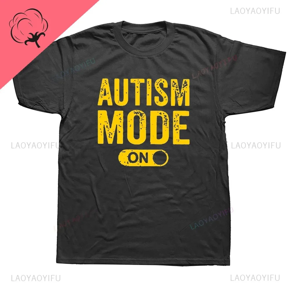 New-Mens-Funny-Made-Best-Autism-Mode-on-Graphic-Printed-T-Shirts-Cotton ...