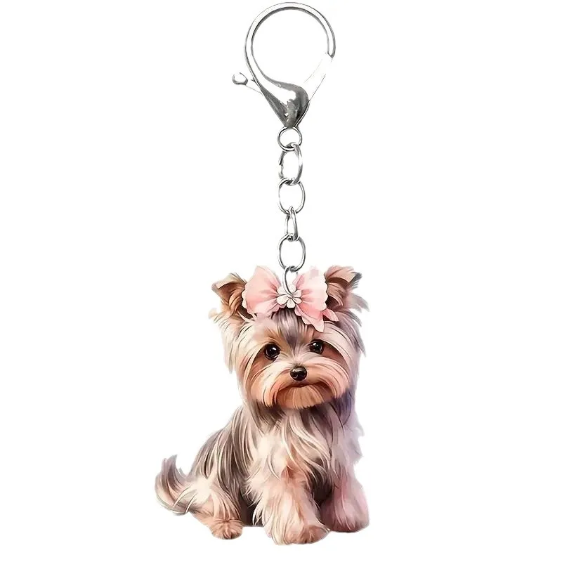 yorkshire keychain Acrylic Cute Yorkshire Dog Puppy Key Chains Doggy ...