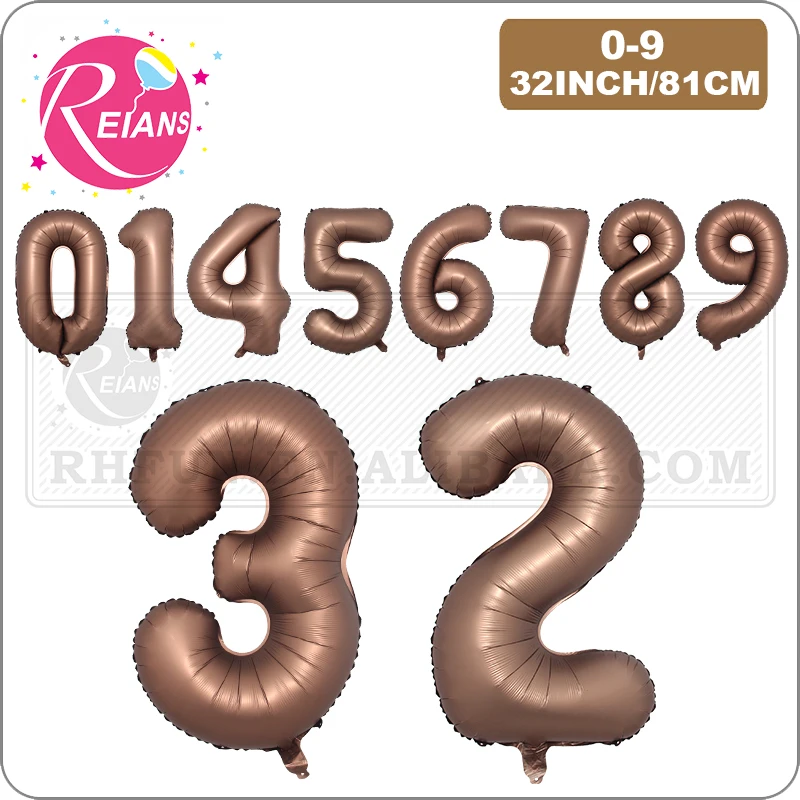 32 inch Chocolate brown Number Balloon Helium Float Number Digit Helium ...