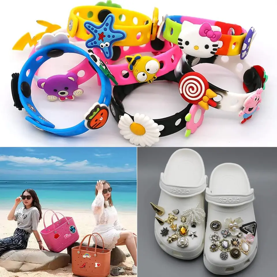 Jibbitz For Crocs 250 PCS Black Buckle Buttons For Shoe Charms ...