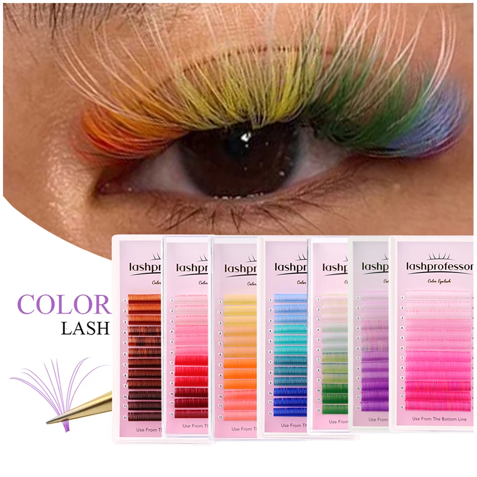Lashprofessor Colorful Mix Premium Mink Eyelash Pink Purple Blue Brown ...