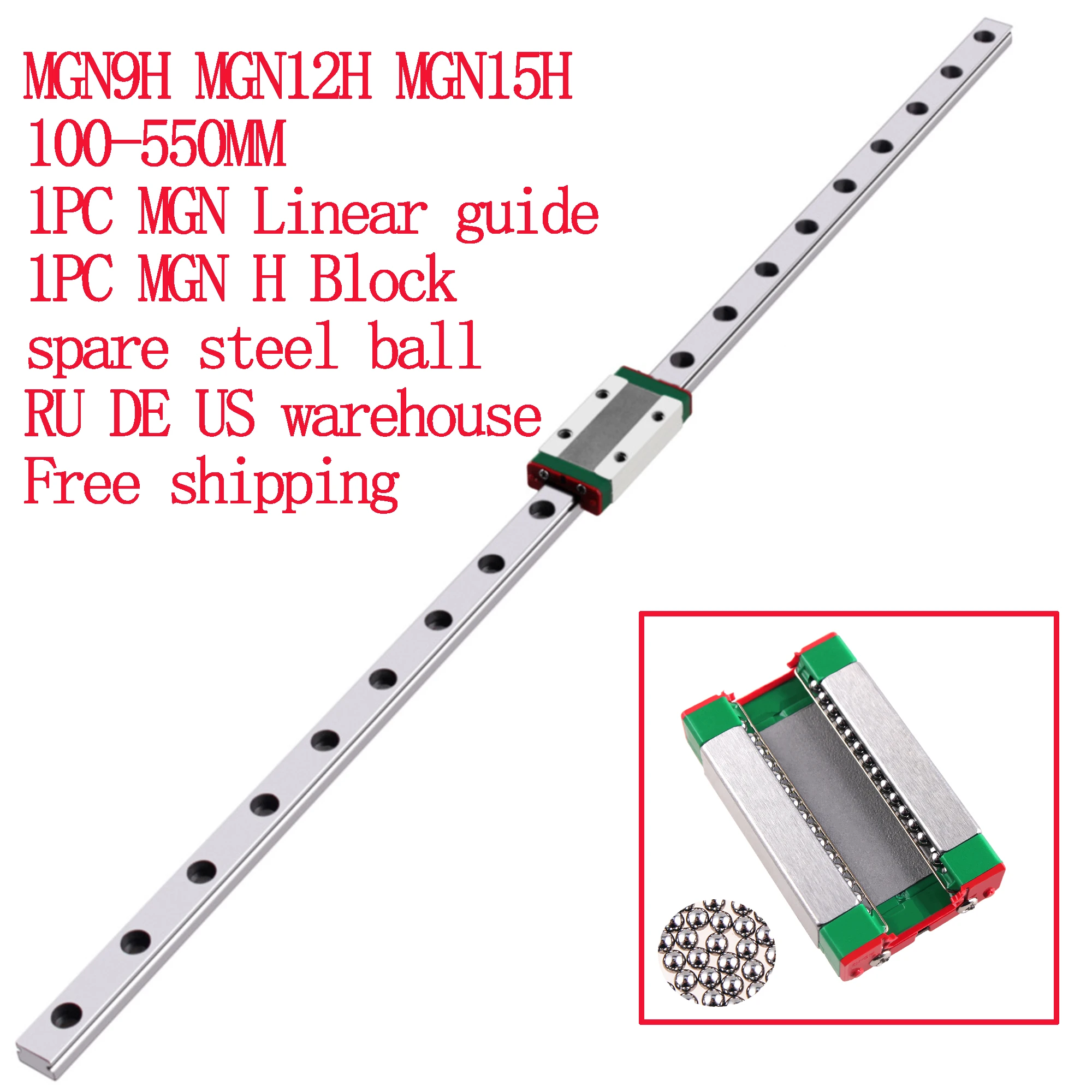 MGN Linear Guide Rail MGN12 MGN9 MGN9H MGN12H MGN15 MGN15H 100 150 200 ...