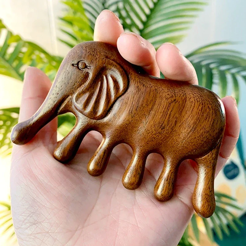Body-Meridian-Massage-Comb-Sandalwood-Elephant-Shaped-wide-toothed-Comb ...