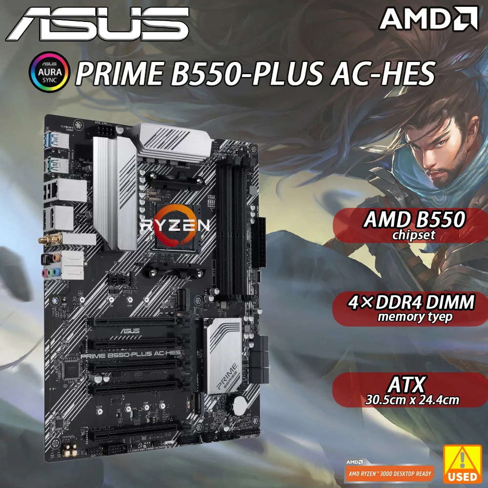 Placa base B550 ASUS PRIME B550-PLUS, chipset principal de AC-HES, AMD B550 Socket AM4 DDR4 ...