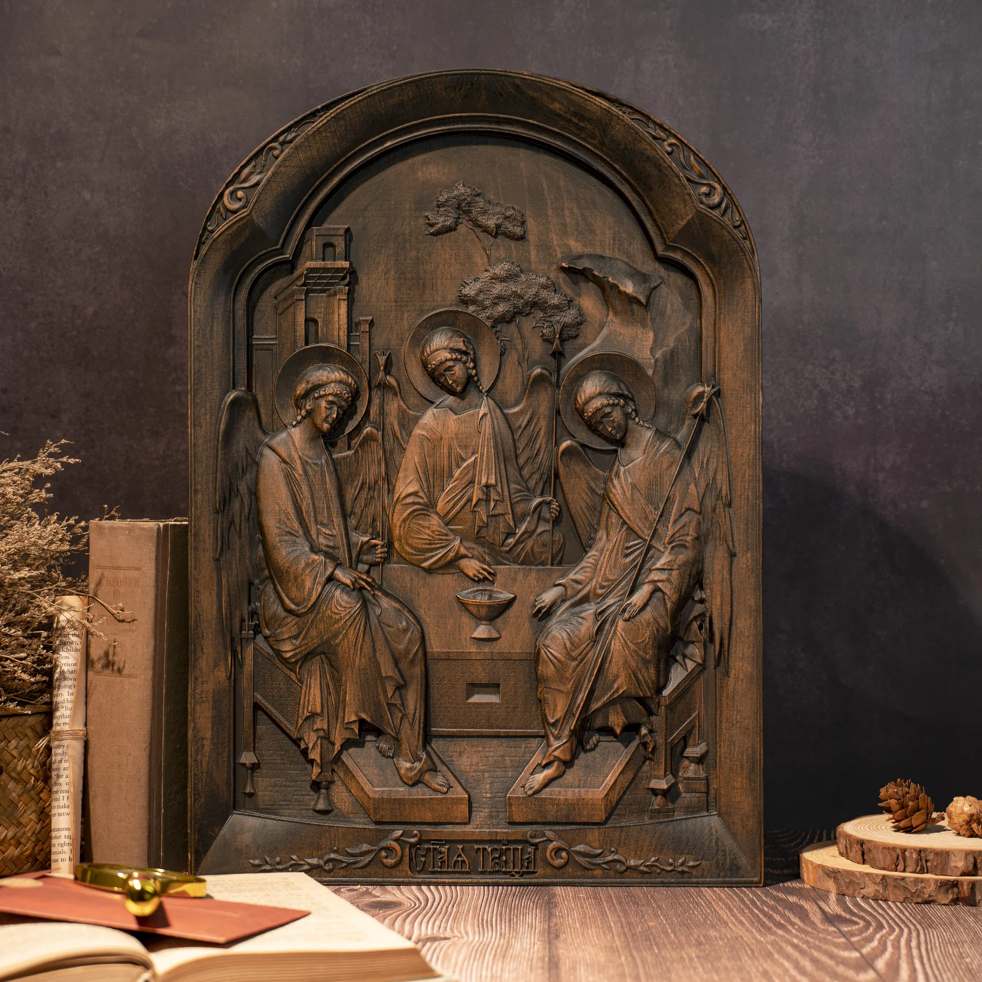 Catholic-Holy-Trinity-Wood-Carving-Ornament-Religious-Home-Decor-Holy ...