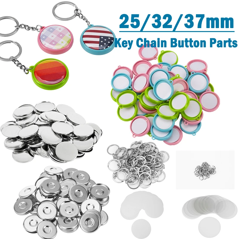 50Pcs/set 25mm 32mm 37mm Double-sided Key Chain Parts for Badge Machine ...