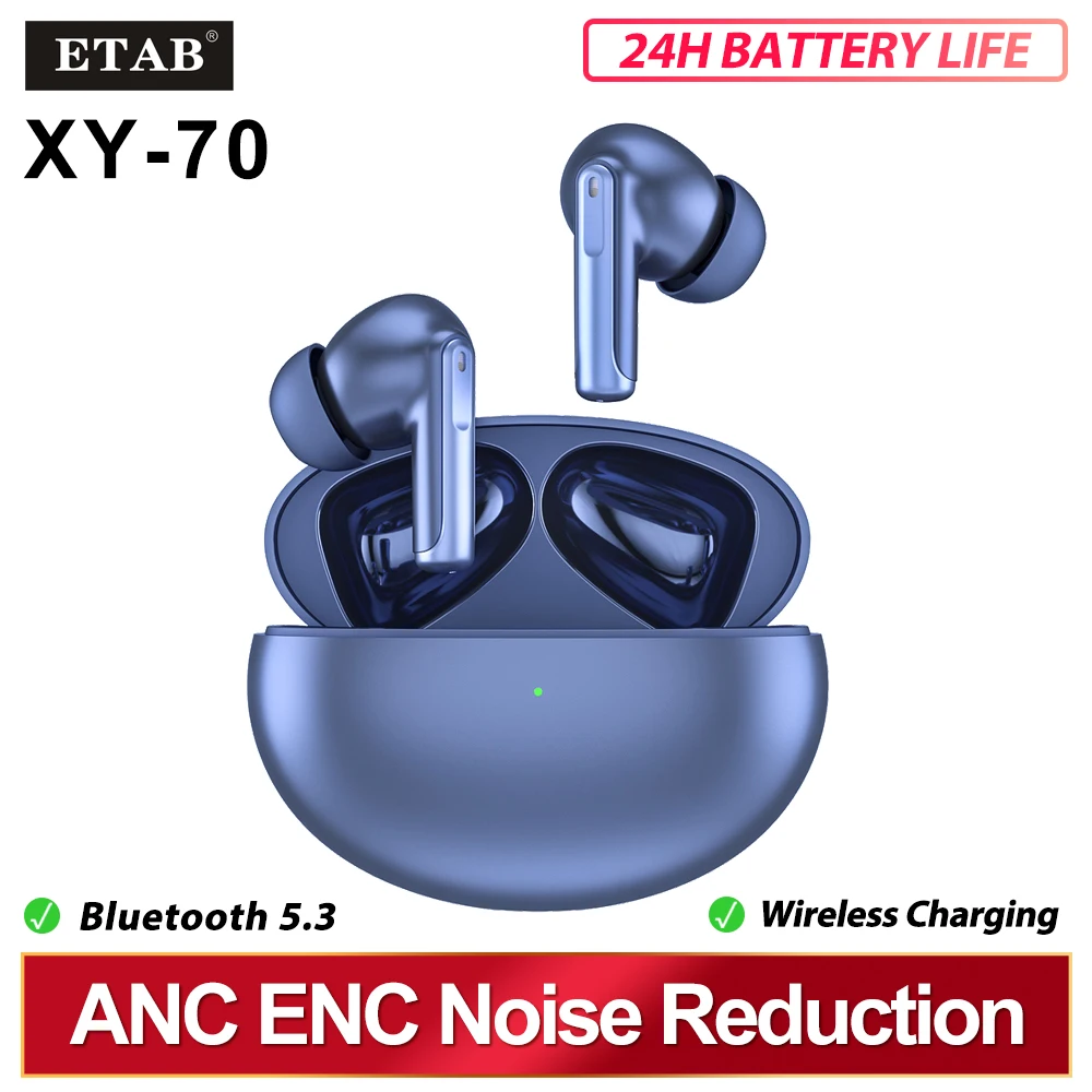 Xy70 sem fio fone de ouvido ativo noice cancelando enc 24h vida da bateria carregamento sem fio ...