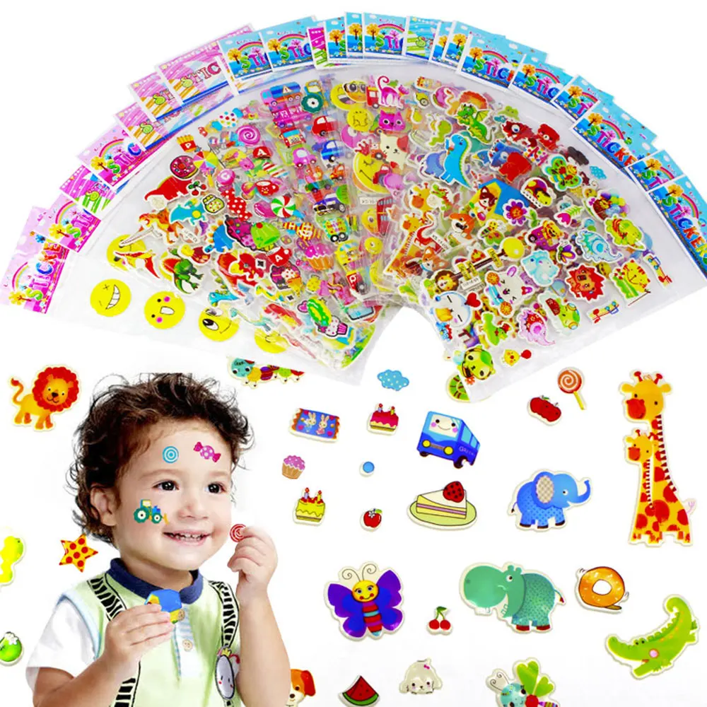 10-40-Sheets-Set-Waterproof-Cartoon-Zoo-Animals-Stickers-Kids-Notebook ...