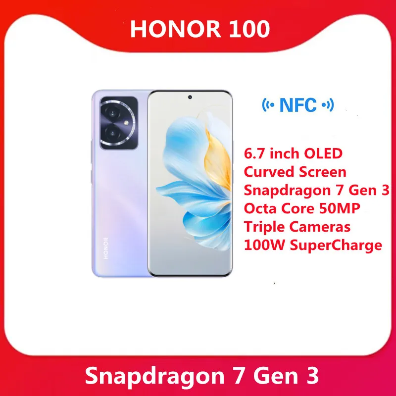 HONOR 100 5G 6.7 inch OLED Curved Screen Snapdragon 7 Gen 3 Octa Core ...