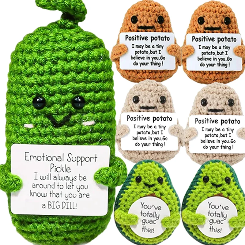 Positive-Energy-Mini-Ornaments-Handmade-Knitted-Potato-Cucumber-Avocado ...