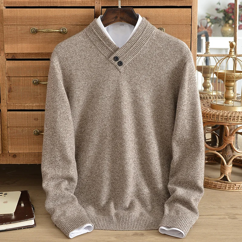 New-men-s-cashmere-sweater-v-neck-double-strand-thickened-winter-100 ...