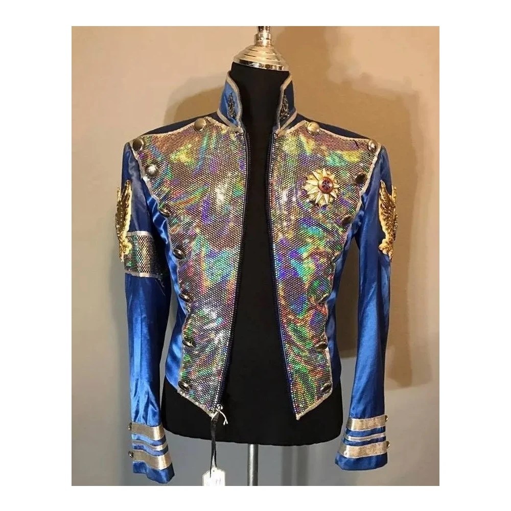 Gothic Jacket Cosplay Costume blue Jacket Singer Stage Performance ...