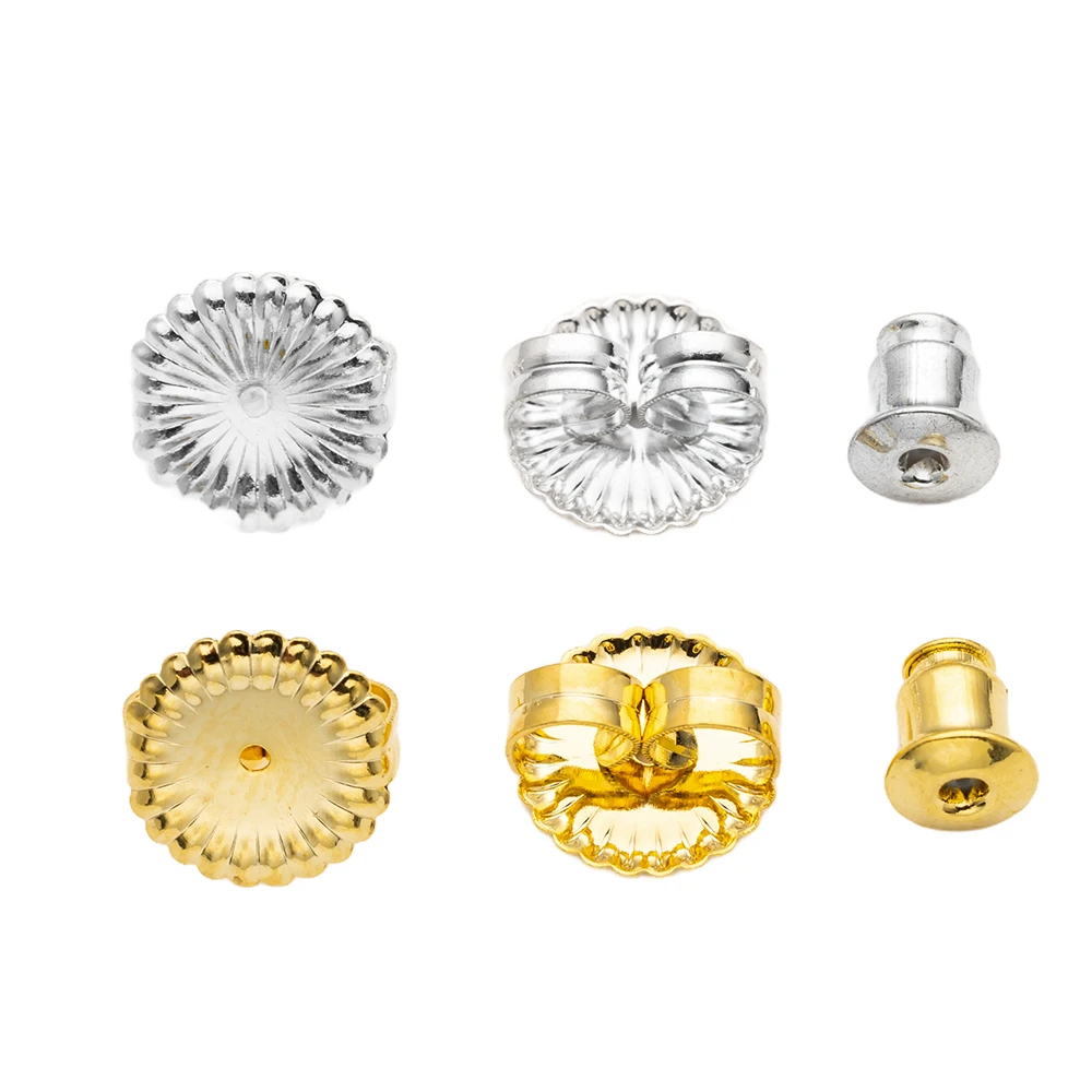 10pcs/Lot 925 Silver 18K Gold Plated Copper Earring Back Ear Plug ...