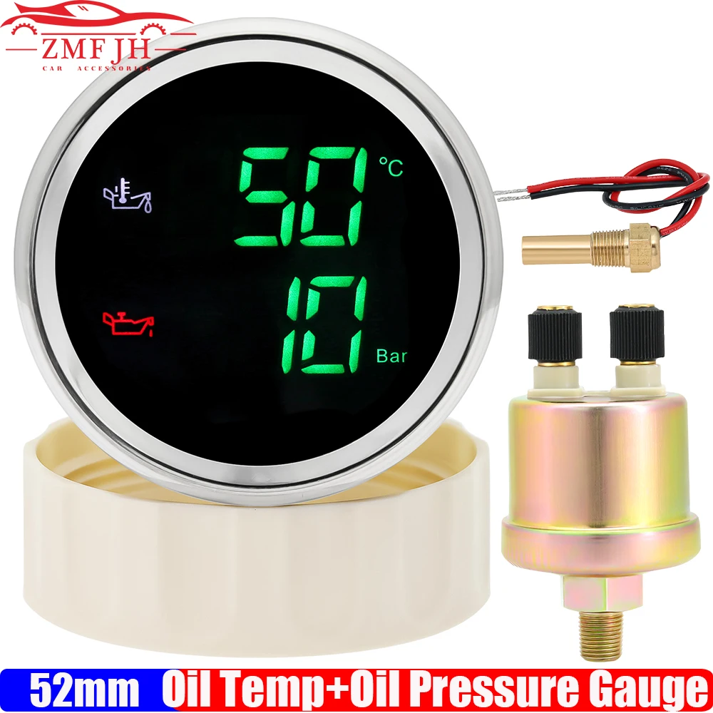 Digital-2-IN-1-Oil-Temperature-Oil-Pressure-Gauge-Green-Red-LED-52mm ...