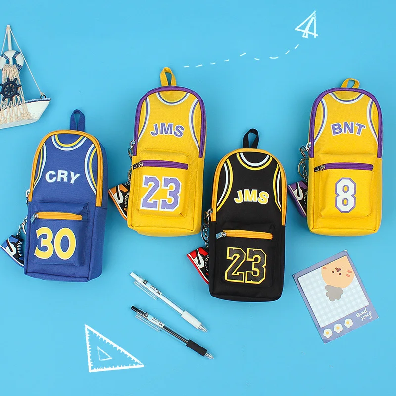 Fashionable-Large-Capacity-Canvas-Double-Layer-Basketball-Pencil-Case ...